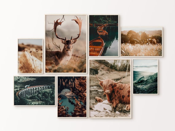 Printable Nature Gallery Wall Set Set of 8 Nordic Lake | Etsy