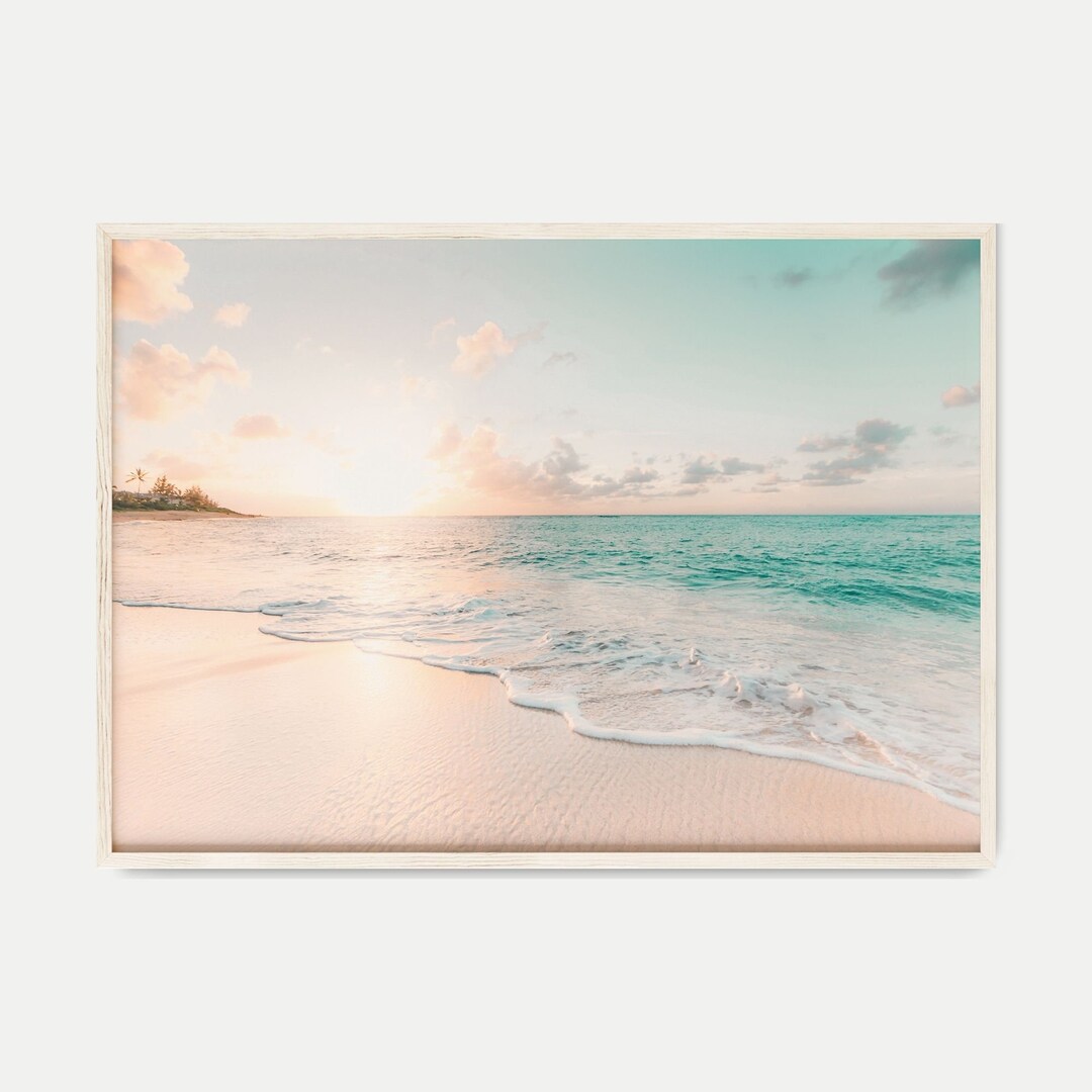 Printable Tropical Beach Photography, Sunset Ocean Waves DIGITAL Print ...