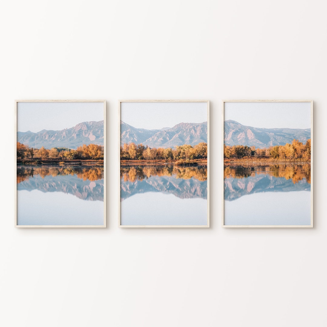 Fall Landscape Printable Set of 3 Prints, Fall Mountain Poster, Fall ...