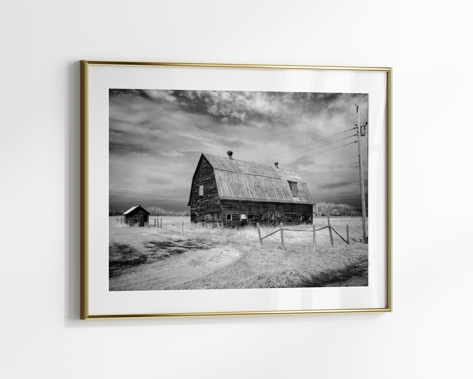 Rustic Barn Black and White Print, Printable Southwestern Farmhouse ...
