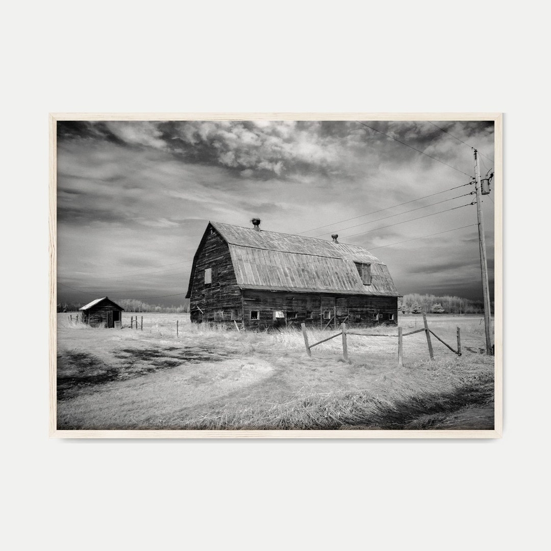 Rustic Barn Black and White Print, Printable Southwestern Farmhouse ...