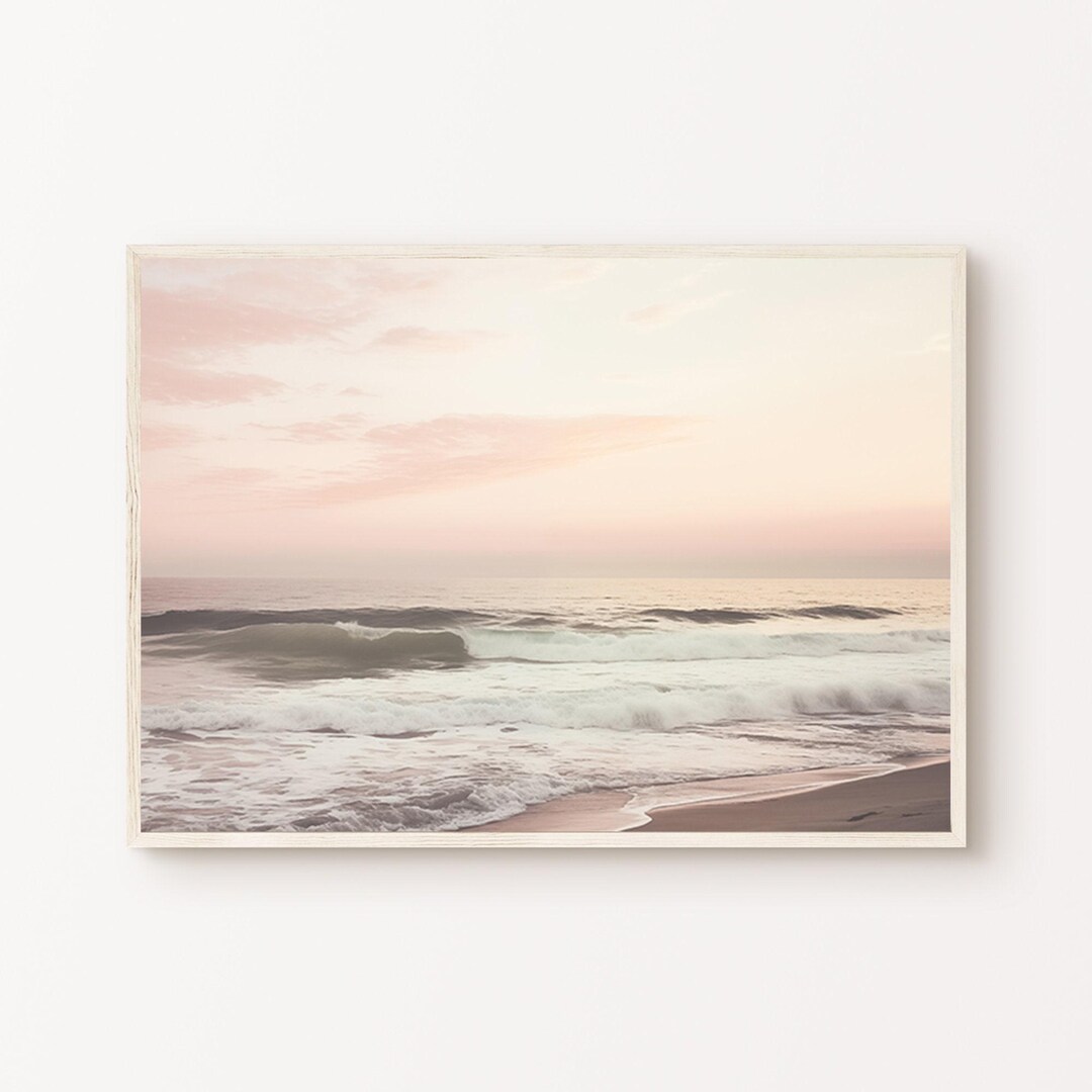 Pastel Coastal Wall Art, Boho Beach Print, Printable Ocean Waves Wall ...