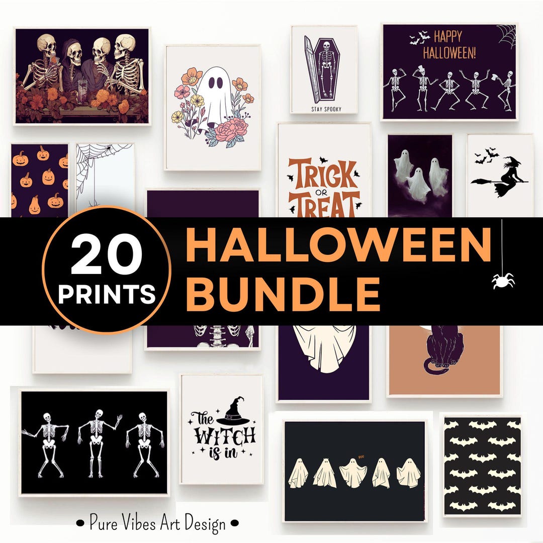 Halloween Bundle Prints, Printable Halloween Gallery Wall Set of 20 ...