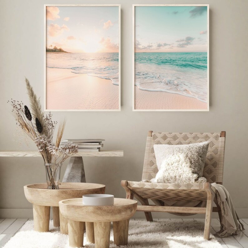 Printable Beach Set of 2 Split Photography Ocean Waves 2 | Etsy