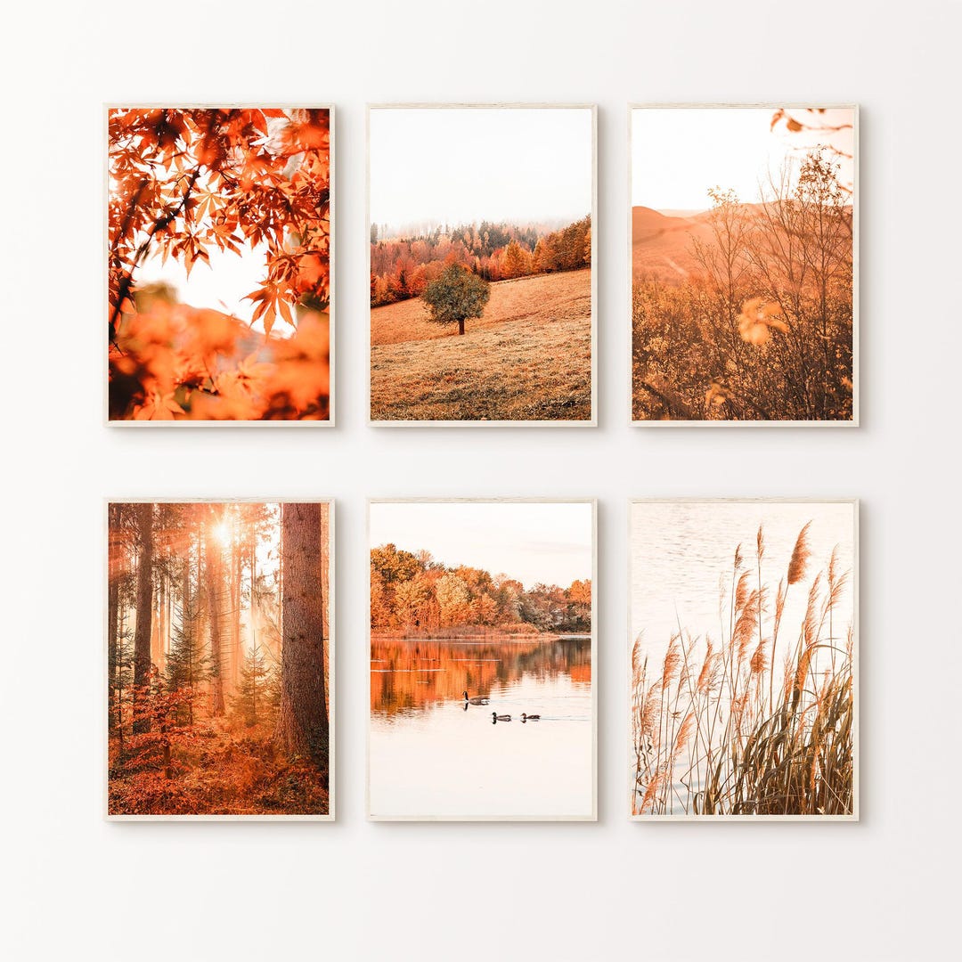 Printable Fall Set of 6 Prints, Autumn 6 Pieces Large Wall Art, Fall ...
