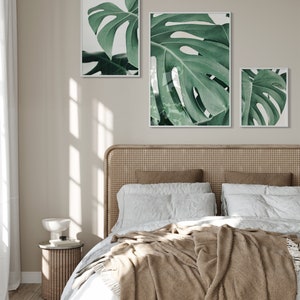 Monstera Set of 3 Split Prints, Printable Botanical 3 Pieces Wall Art ...