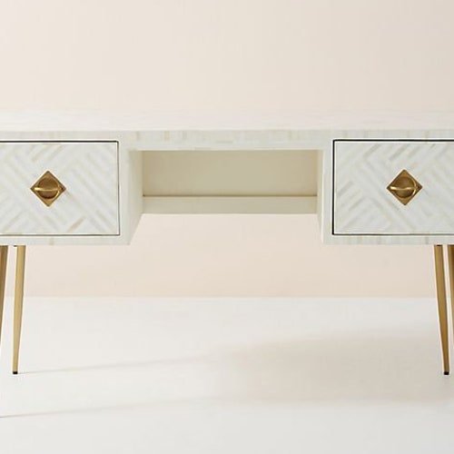 Bone Inlay Optical Design Console Table White Bone Inlay - Etsy