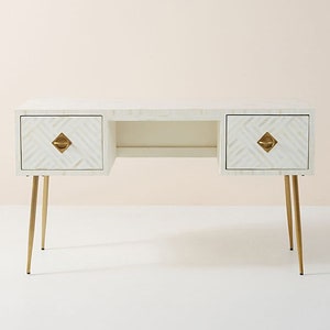 Bone Inlay Optical Design Console Table White Bone Inlay | Etsy