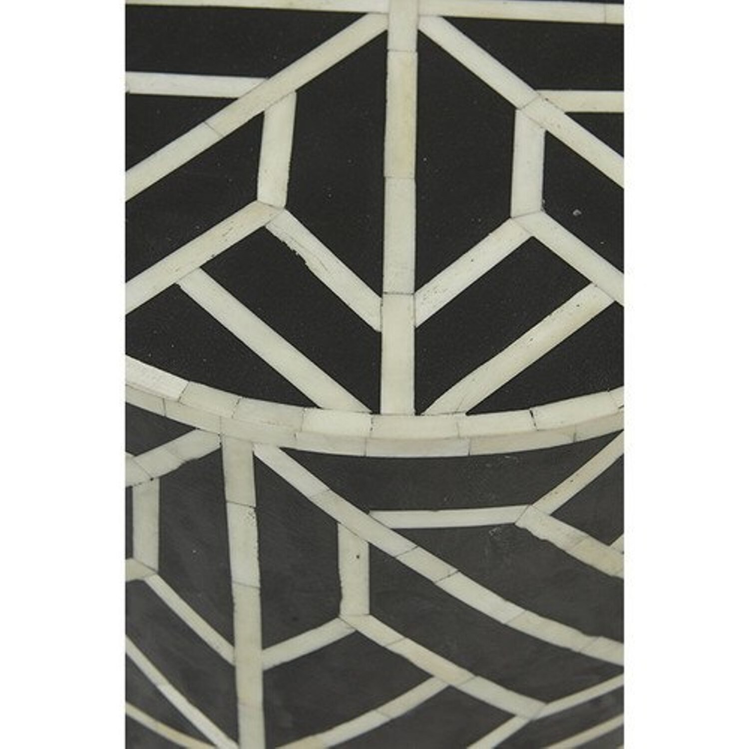 Bone Inlay Geometric Design Round End Table Black Bone Inlay - Etsy