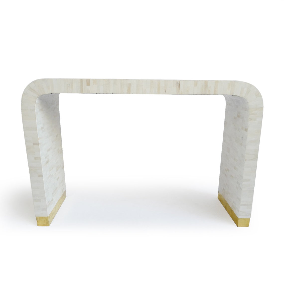 Bone Inlay Waterfall Console Table White, Waterfall Bone Inlay Desk ...