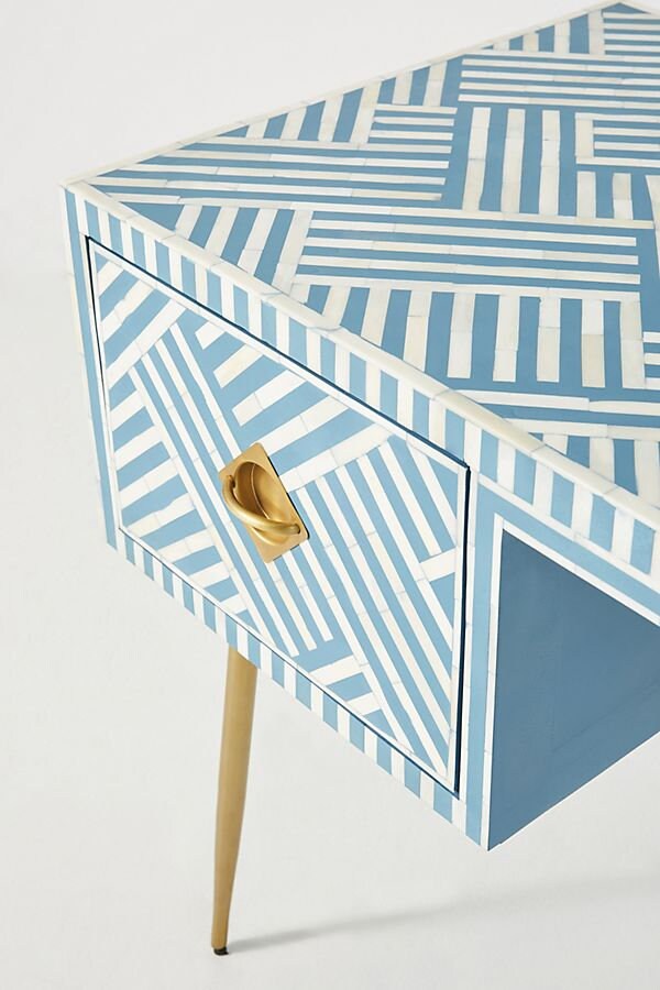 Bone Inlay Optical Design Console Table Sky Blue Bone Inlay - Etsy