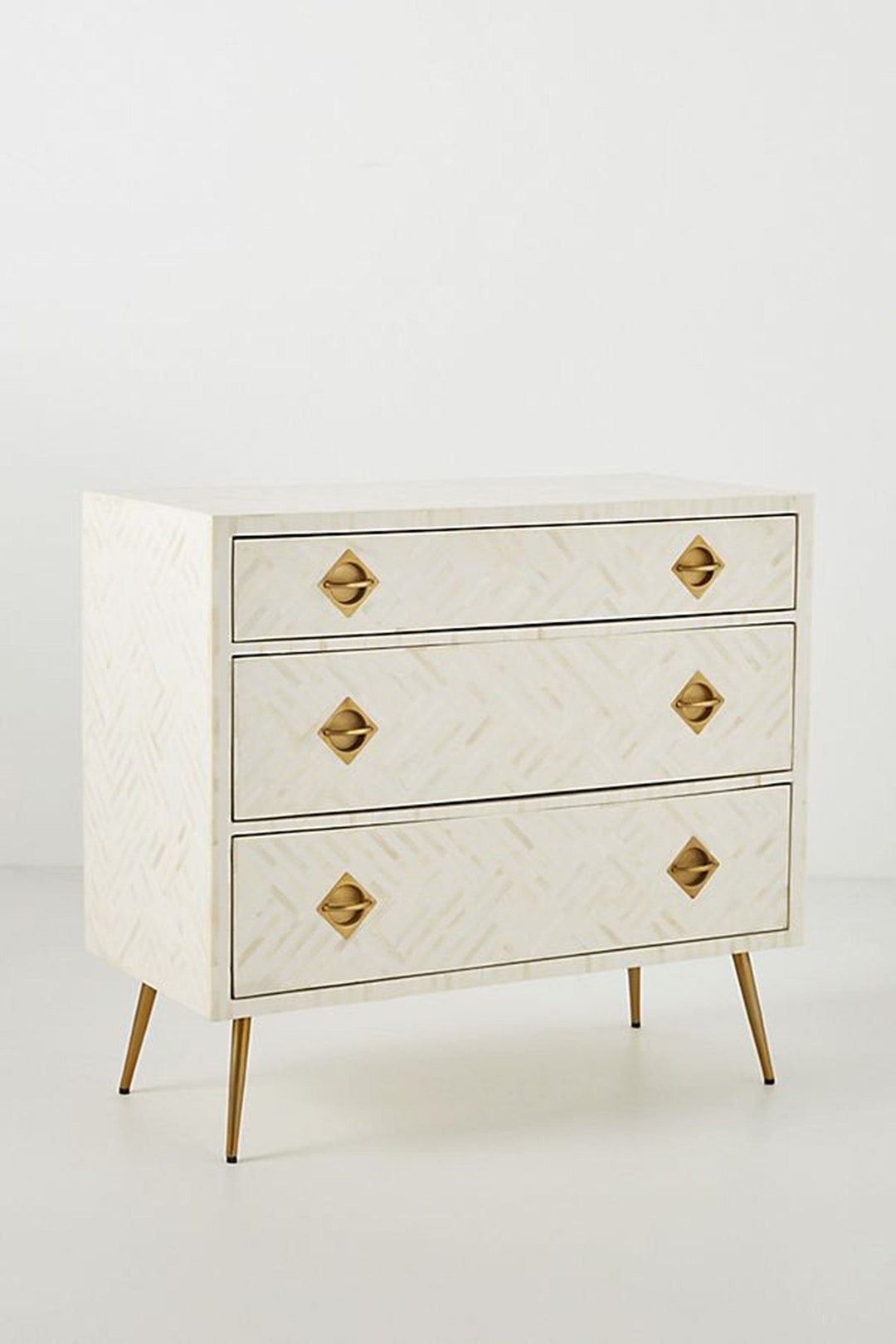 Bone Inlay Optical Design Chest of 3 Drawers White Bone Inlay - Etsy