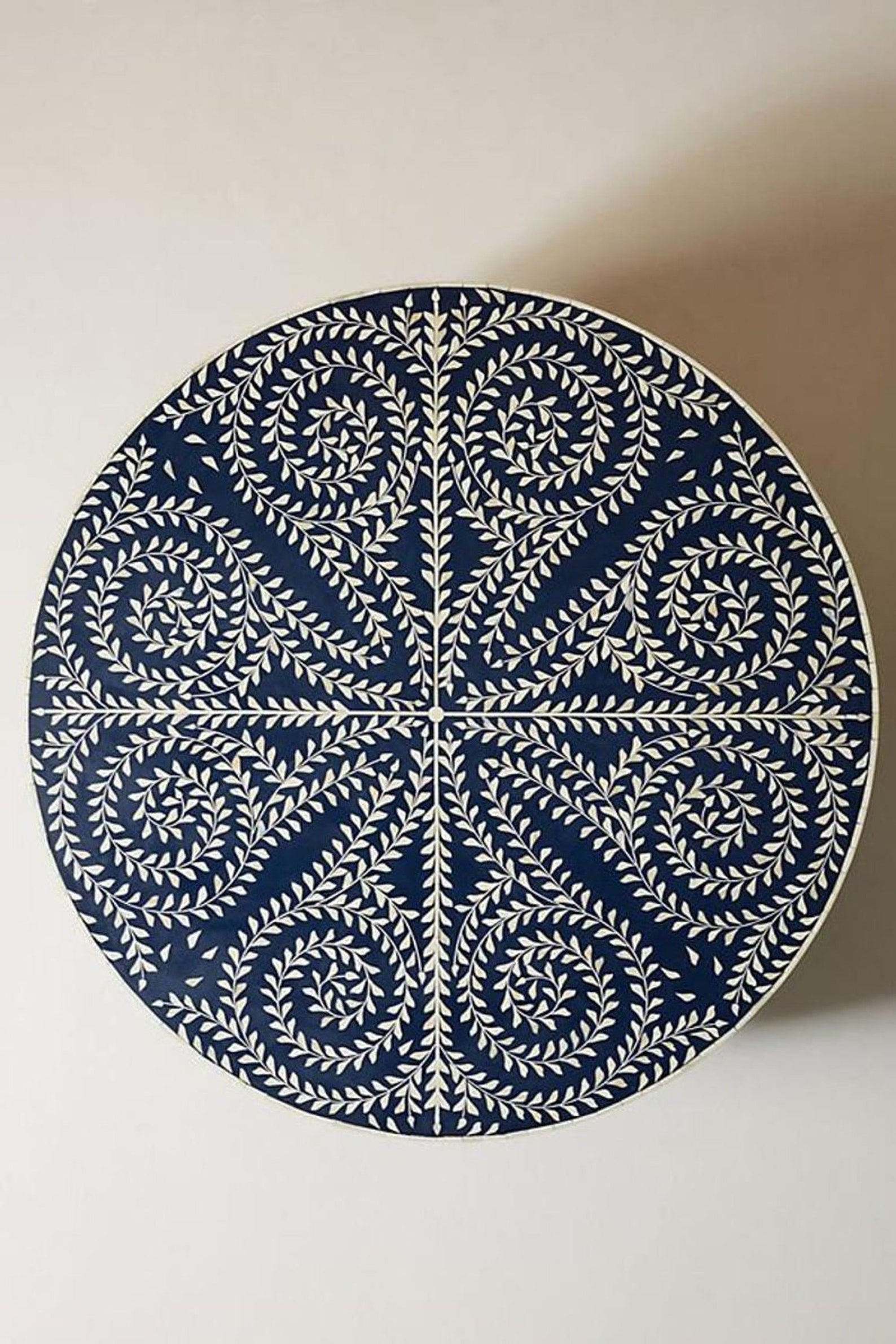 Bone Inlay Floral Design Coffee Table Indigo Blue Bone Inlay - Etsy