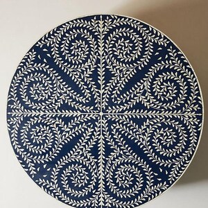 Bone Inlay Floral Design Coffee Table Indigo Blue Bone Inlay - Etsy