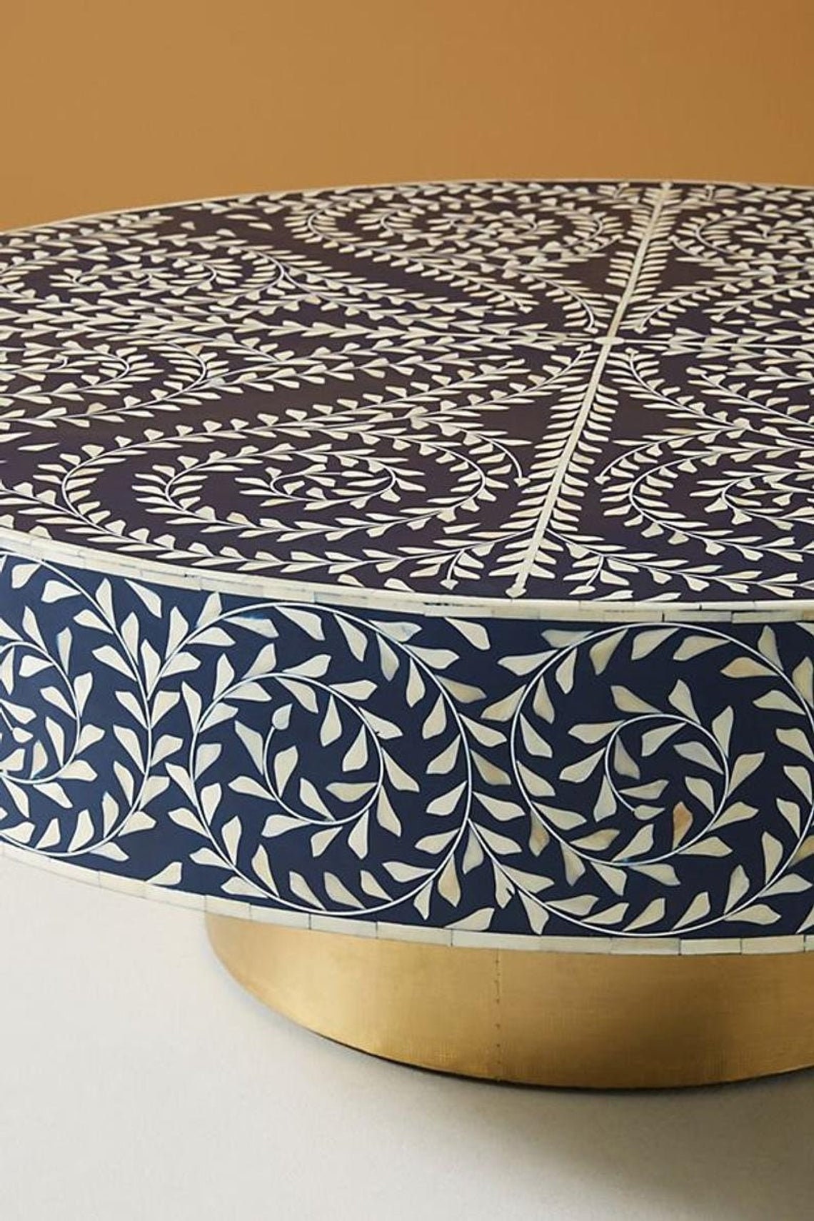 Bone Inlay Floral Design Coffee Table Indigo Blue Bone Inlay - Etsy