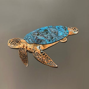 Turtle Wall Decor, Copper Patina Turtle, Wall Art Patinated Copper ...