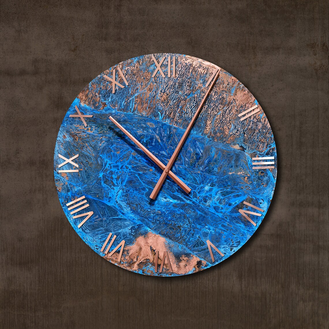 Wall Clock Large With Numerals. Copper Wall Clock Roman Numerals. Round ...
