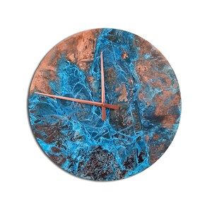Round Wall Clock Large Size, Handmade Aged Wall Clock, Copper Patina ...