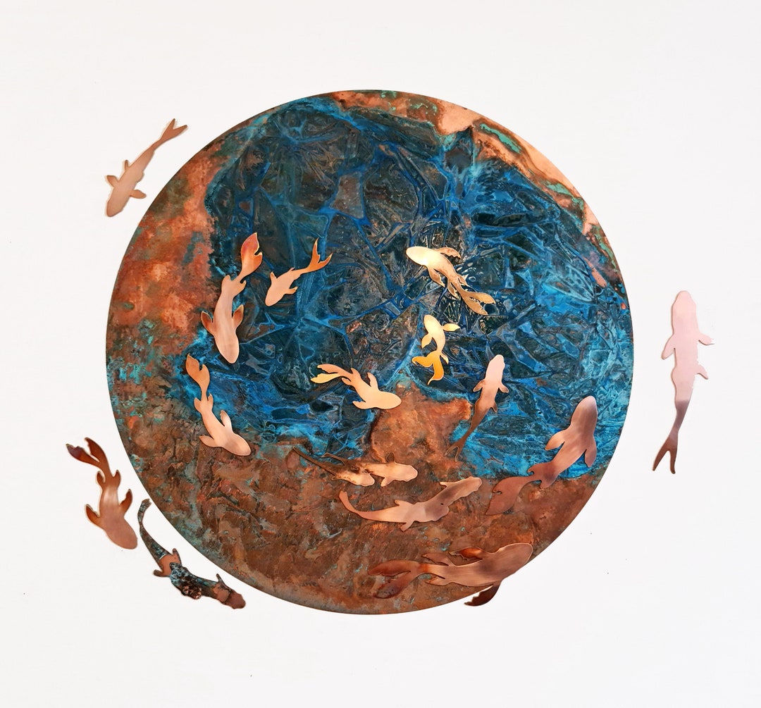Fish Metal Wall Decor Fish, Copper Wall Art, Koi Fish Decoration ...