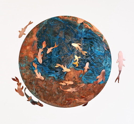 Fish Metal Wall Decor Fish Copper Wall Art Koi Fish - Etsy
