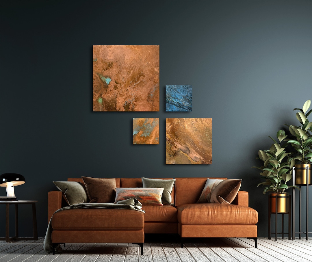 Copper Geometric Abstract Pictures, Abstract Wall Art, Patinated Copper ...