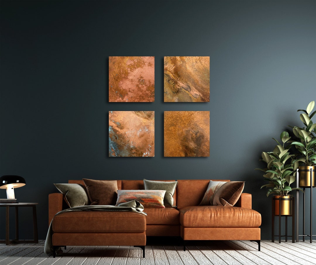 Copper Pictures, Custom Wall Art, Patinated Copper Wall Decor, Square ...
