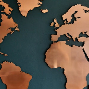 Copper World Map - Unique Wall Decoration. Metal Wall Art - Copper Wall ...