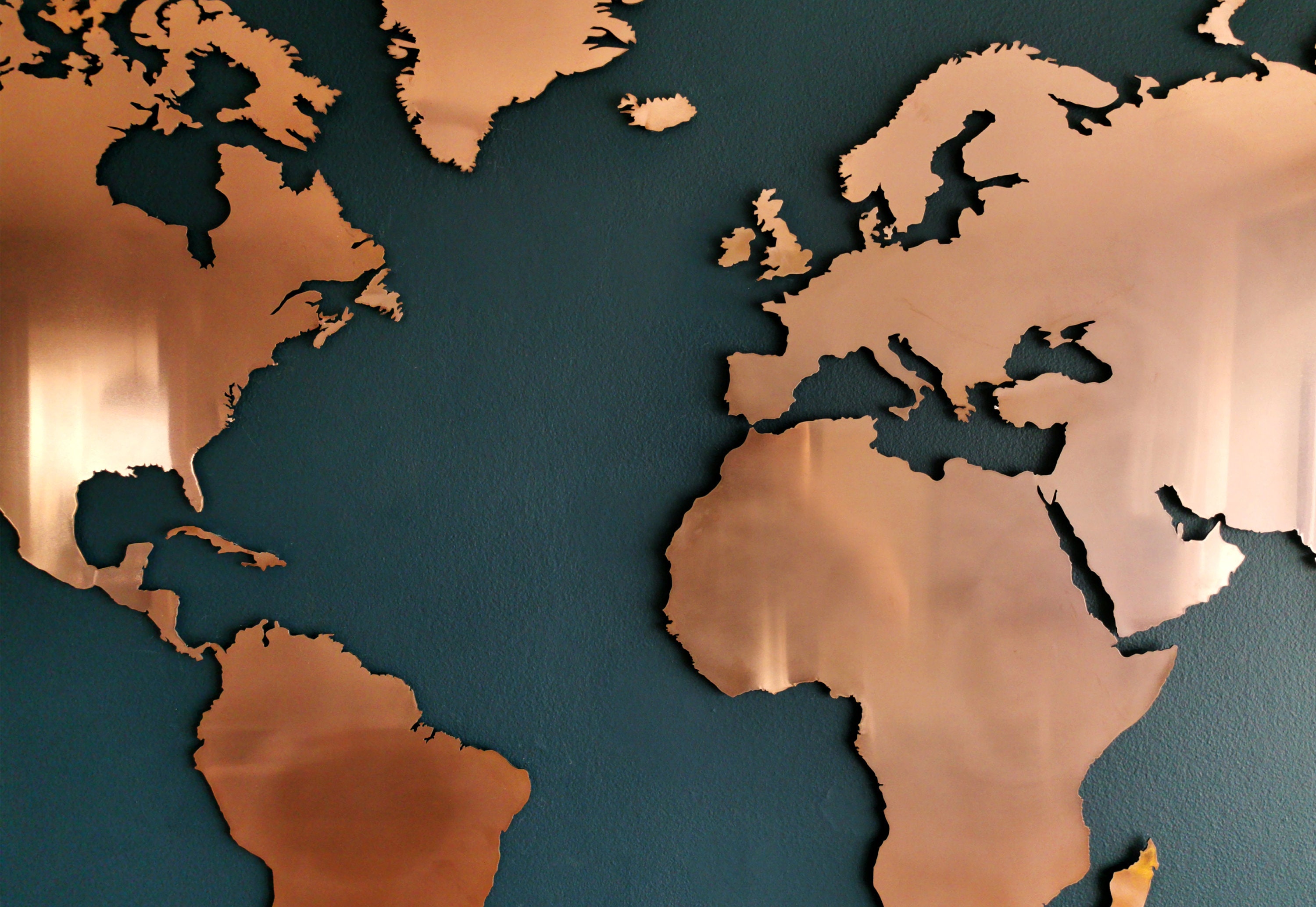 Copper World Map Unique Wall Decoration. Metal Wall Art - Etsy