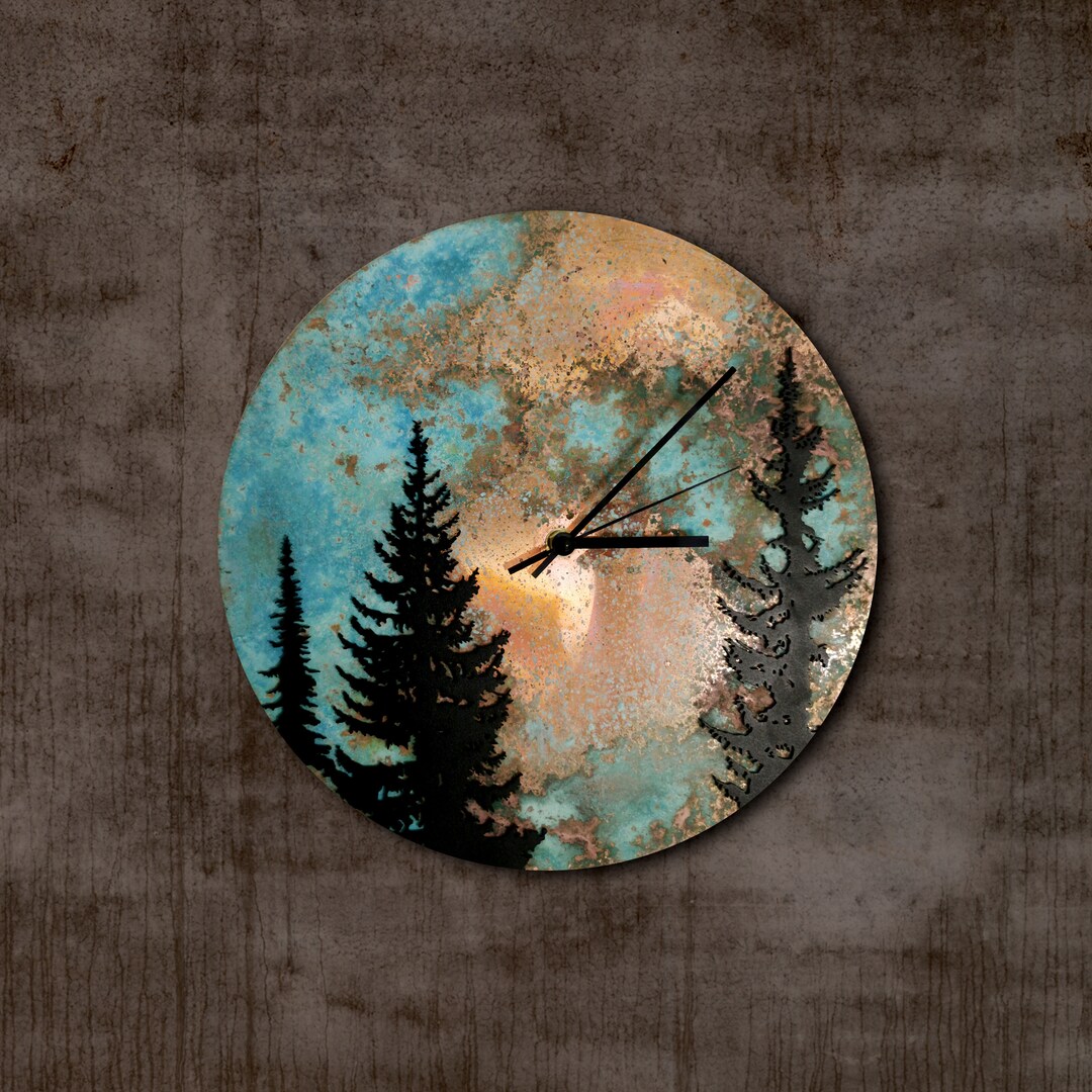 Copper Wall Clock. Forest Wall Clock. Home Decor Pure Copper. Patina ...