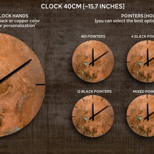 Wall Clock Round, Industrial Clock Copper Patina. Wall Art Copper ...