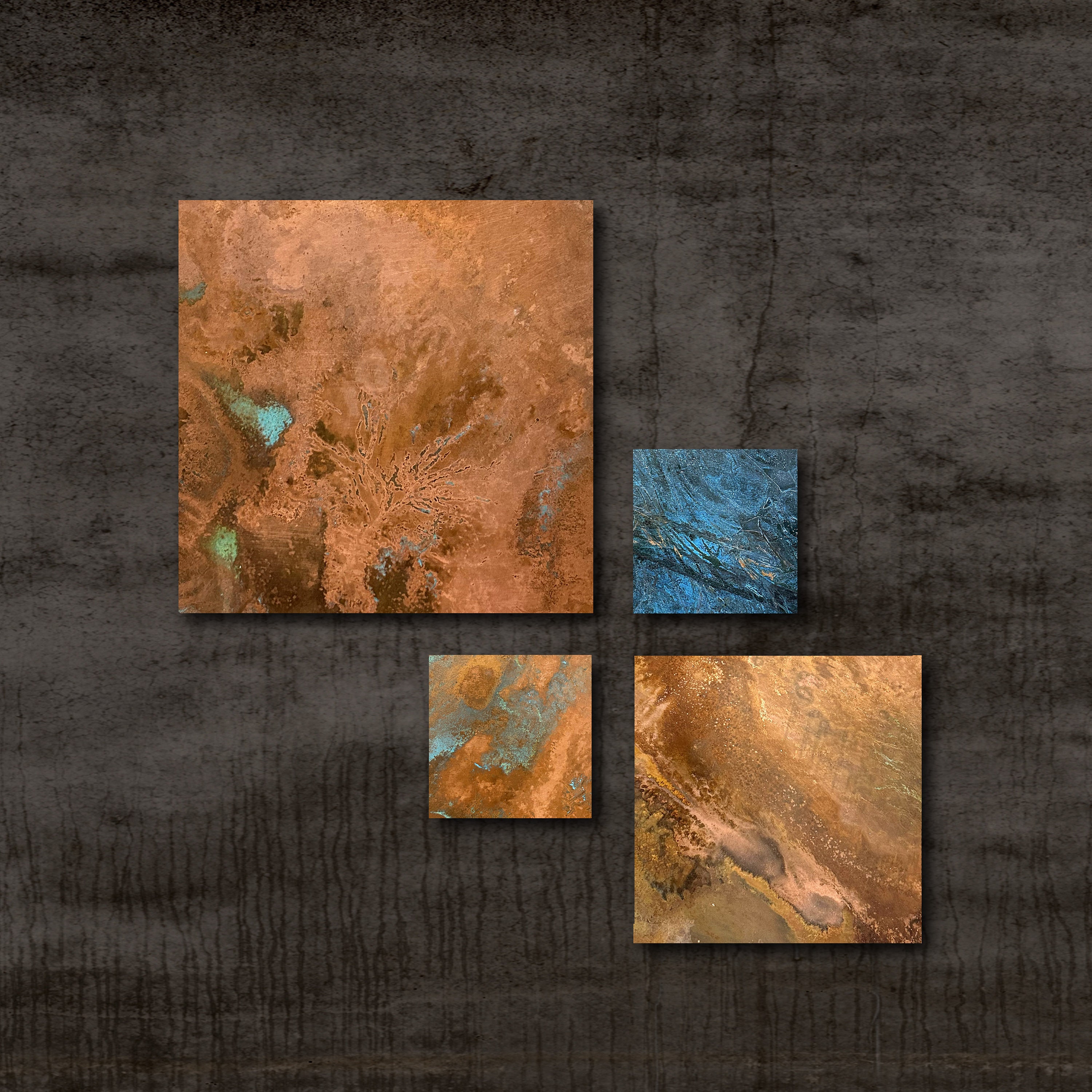 Copper Geometric Abstract Pictures, Abstract Wall Art, Patinated Copper ...