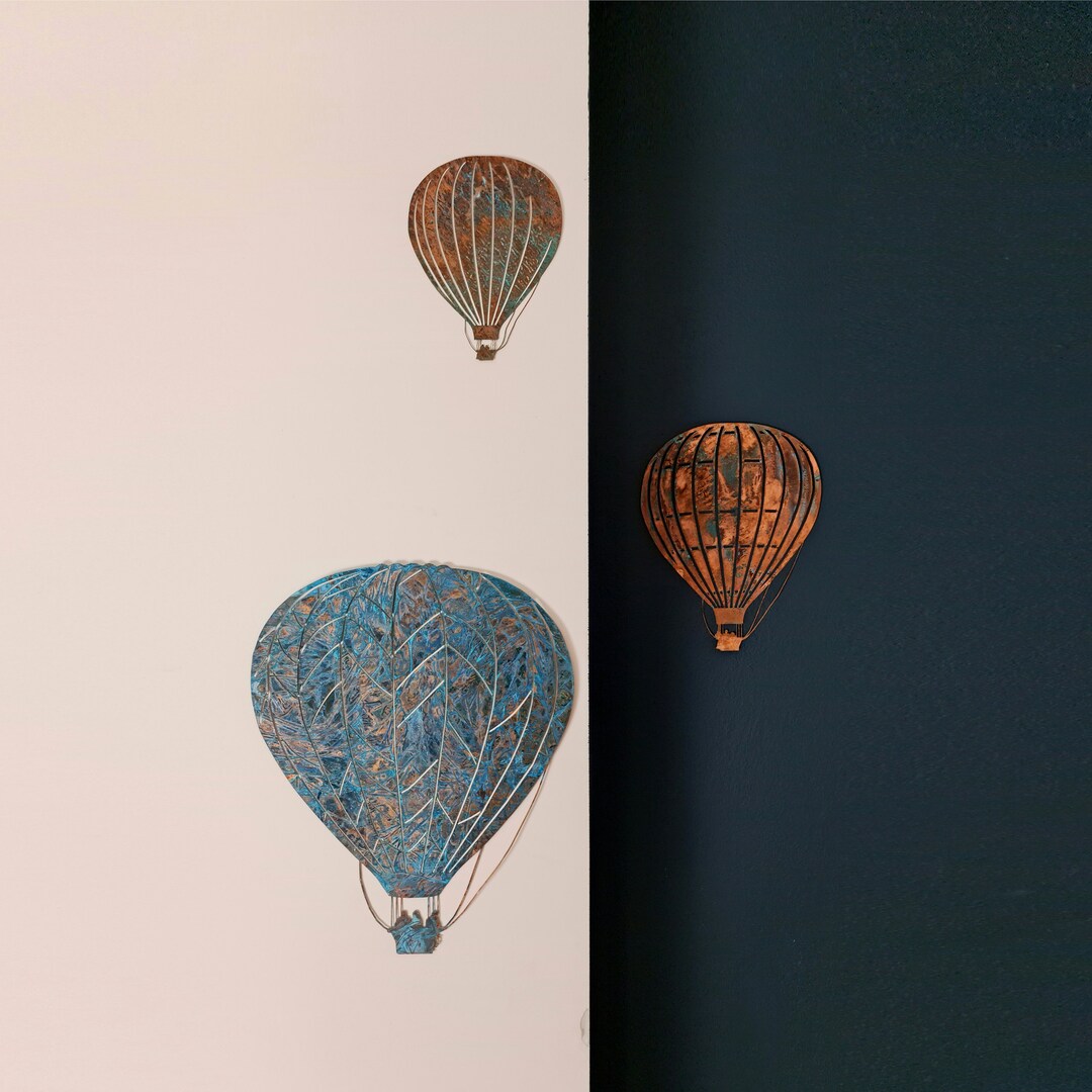 Hot Air Ballons Copper Wall Art, Copper Wall Décor, Patina Copper Home ...
