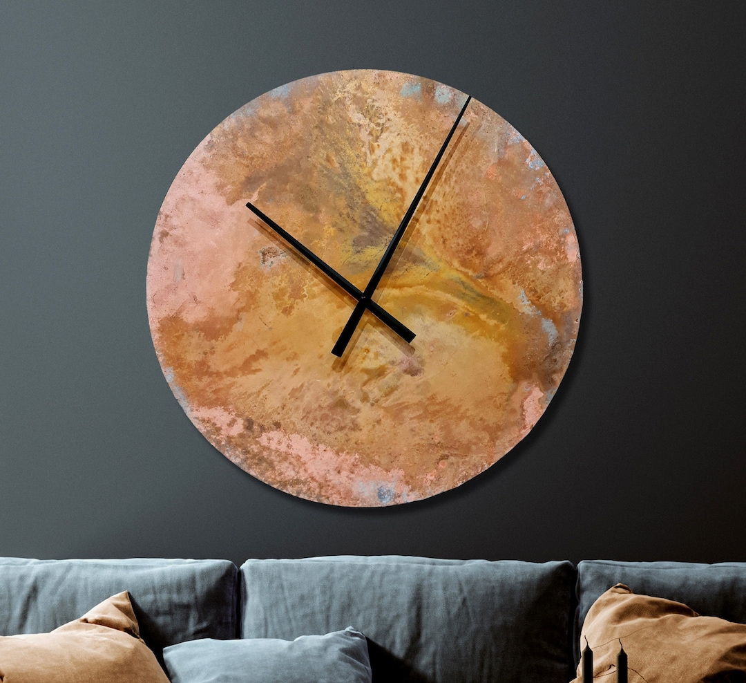 Wall Clock Industrial - Copper Clock - Patina Copper Wall Clock - Large ...