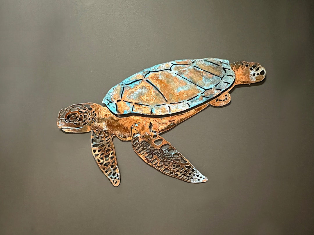Turtle Wall Decor, Copper Patina Turtle, Wall Art Patinated Copper ...