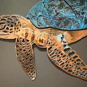 Turtle Wall Decor, Copper Patina Turtle, Wall Art Patinated Copper ...