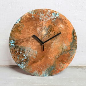Wall Clock Round, Copper Clock, Artistic Wall Clock, Industrial Clock ...