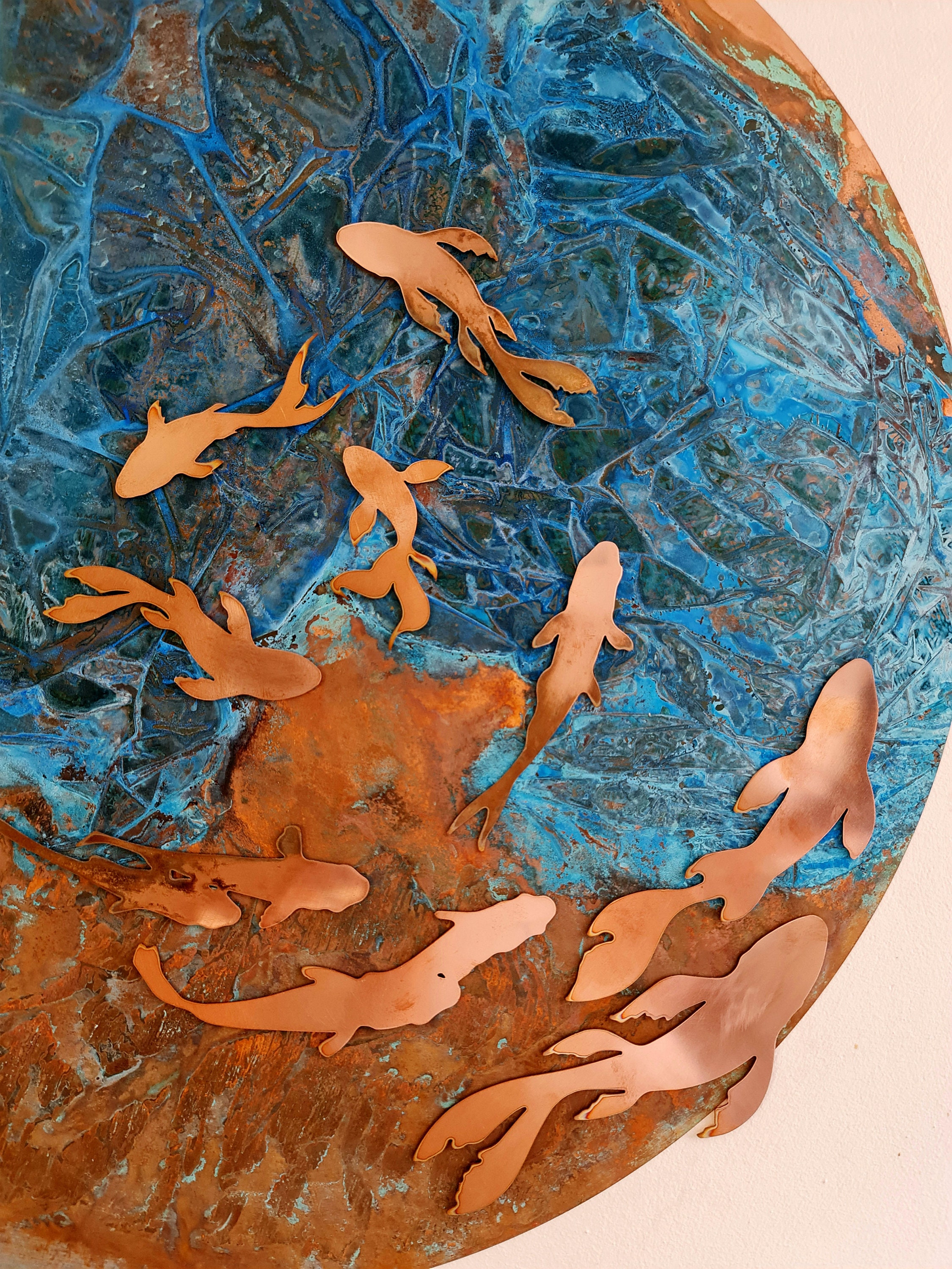 Fish Metal Wall Decor Fish Copper Wall Art Koi Fish - Etsy