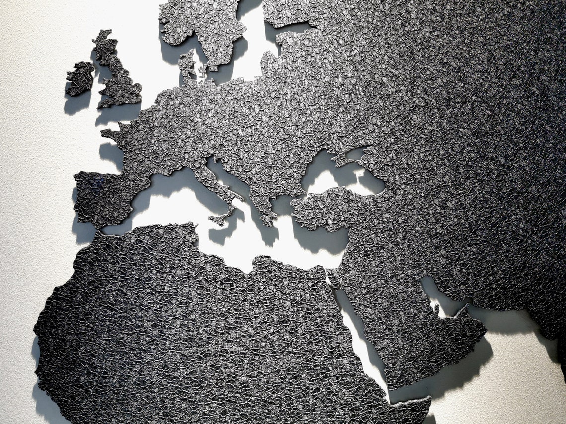 Metal world map.Magnetic metal world map Metal wall art. | Etsy