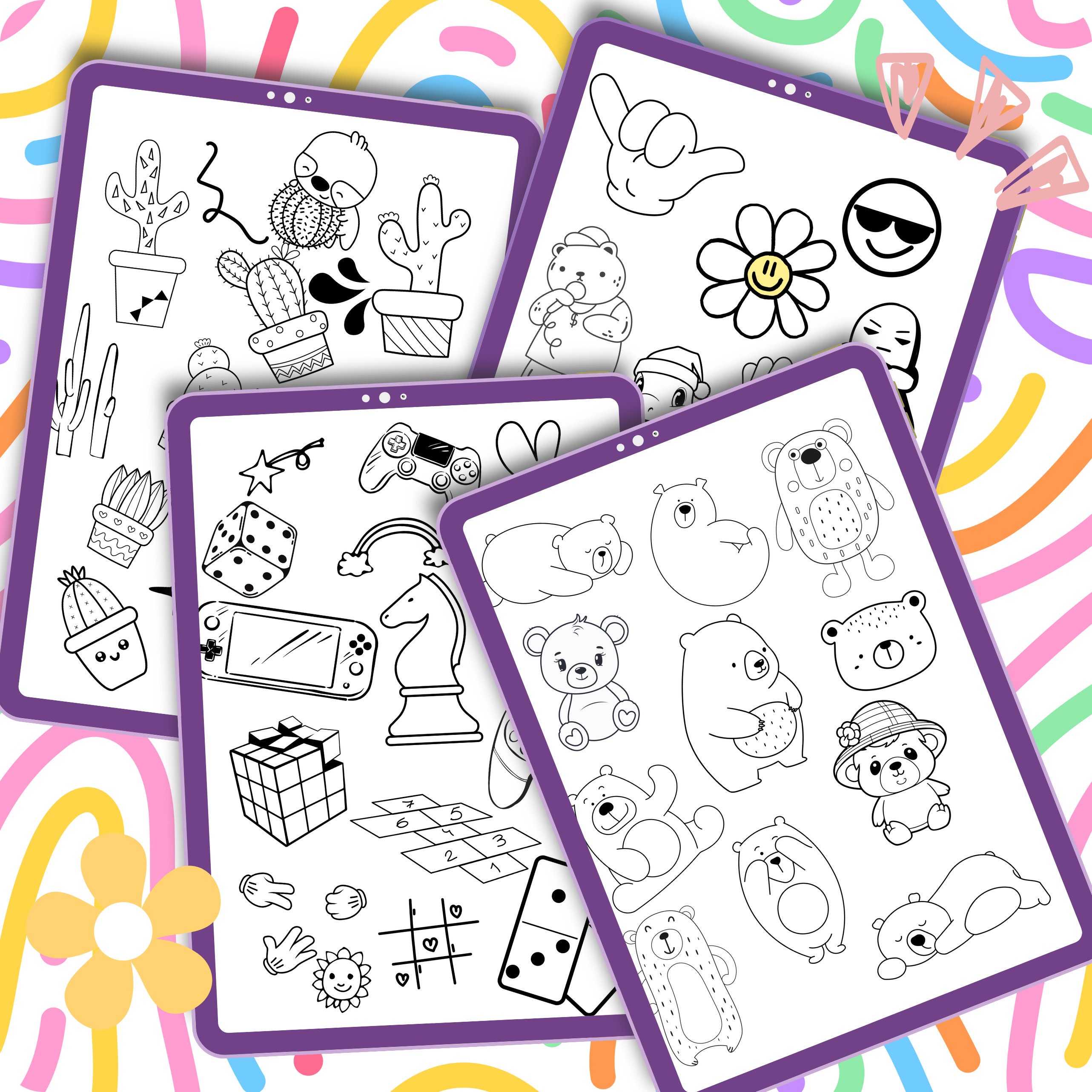Doodles Coloring Page, Printable Coloring Sheet for Kids, Girls, Boys ...