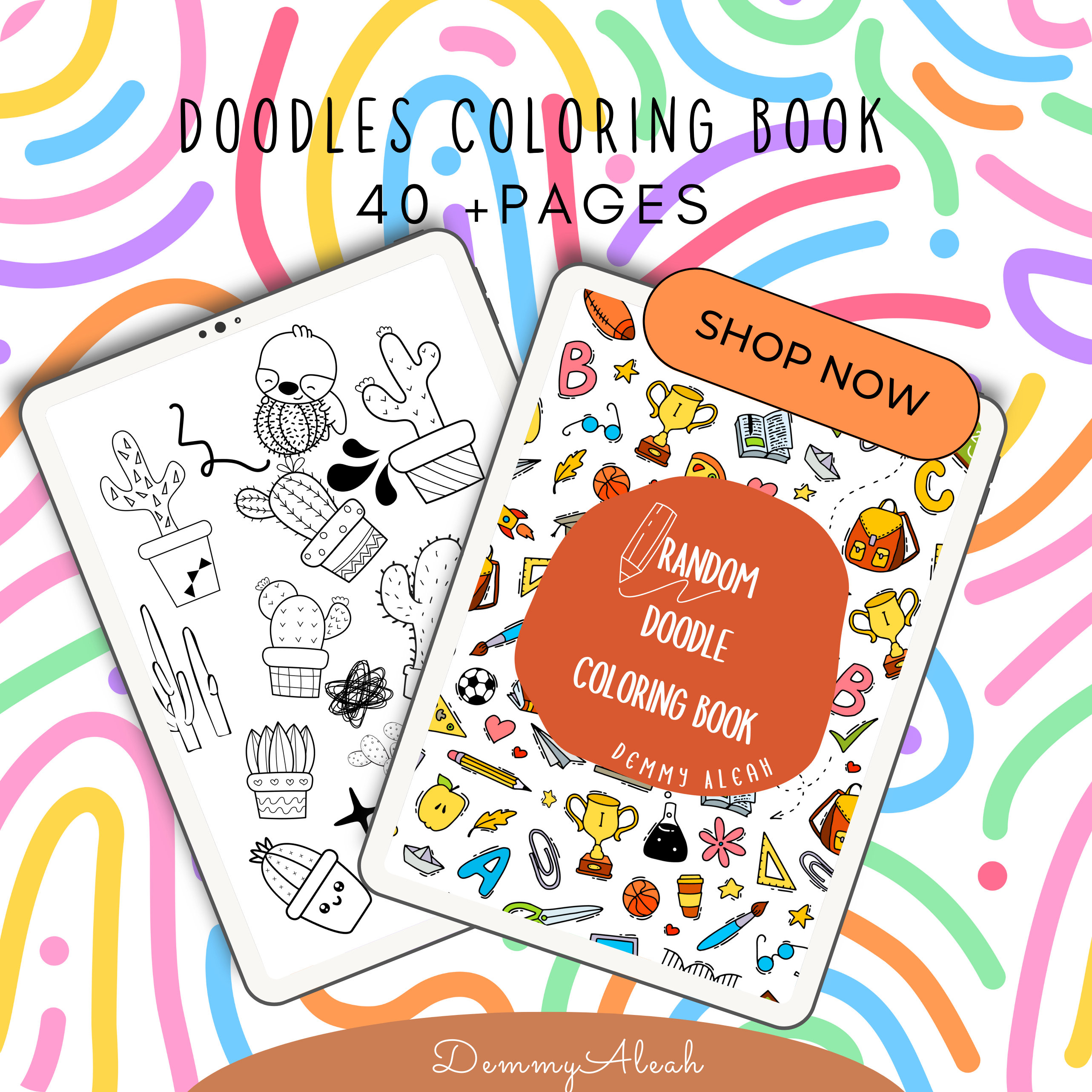 Doodles Coloring Page, Printable Coloring Sheet for Kids, Girls, Boys ...