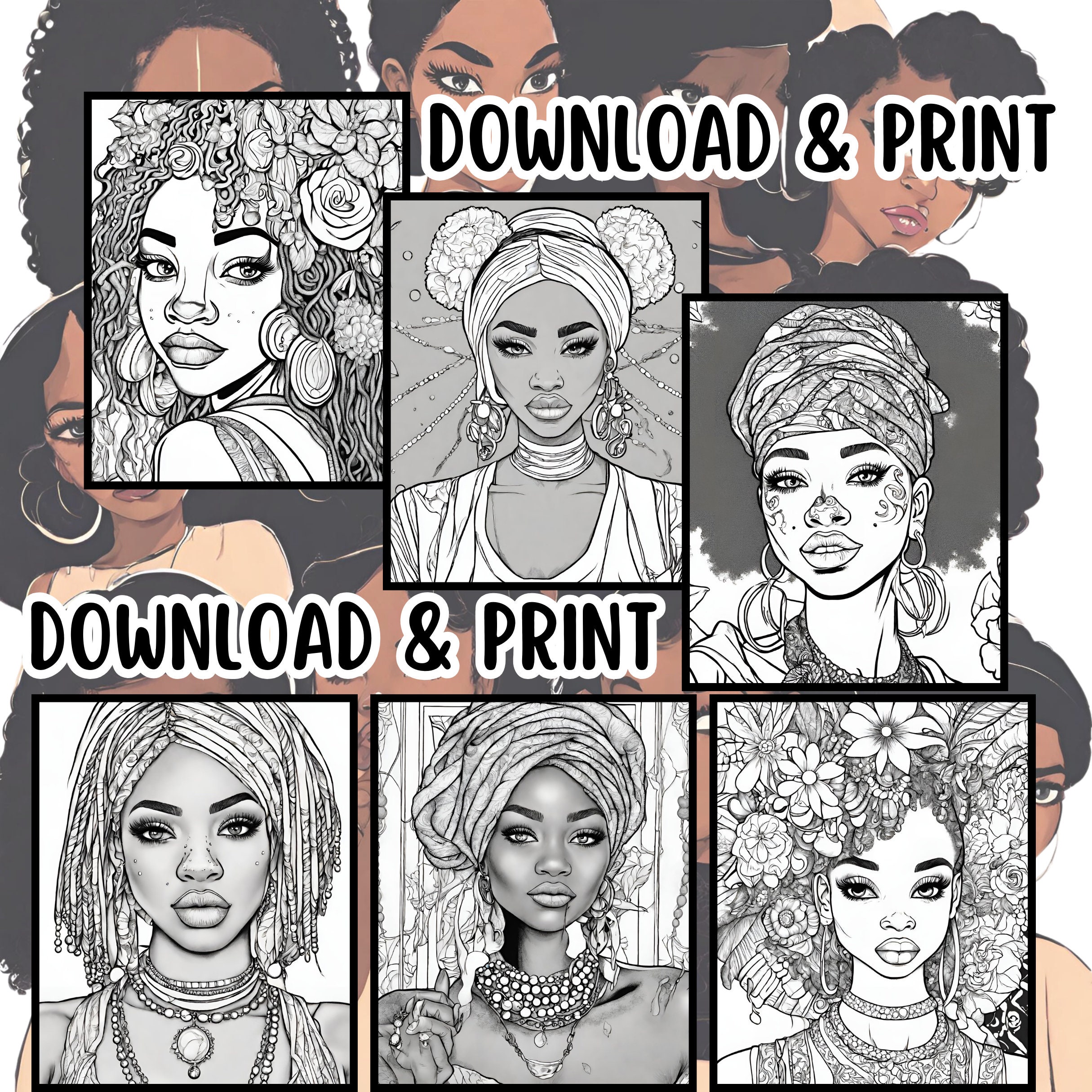 100 PAGES Shades of Beauty Coloring Book Adult Coloring Book - Etsy