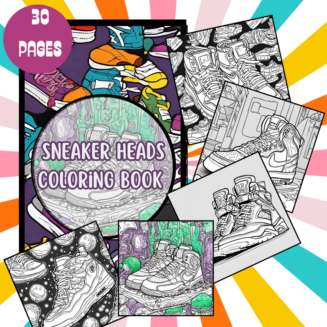 Shoes Coloring Book Printable Download Relaxing Coloring Activity Cute ...