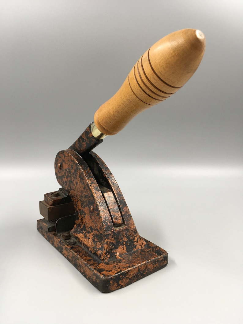 Vintage Paper Embosser Heavy Cast Iron Base With Wooden Handle - Etsy UK