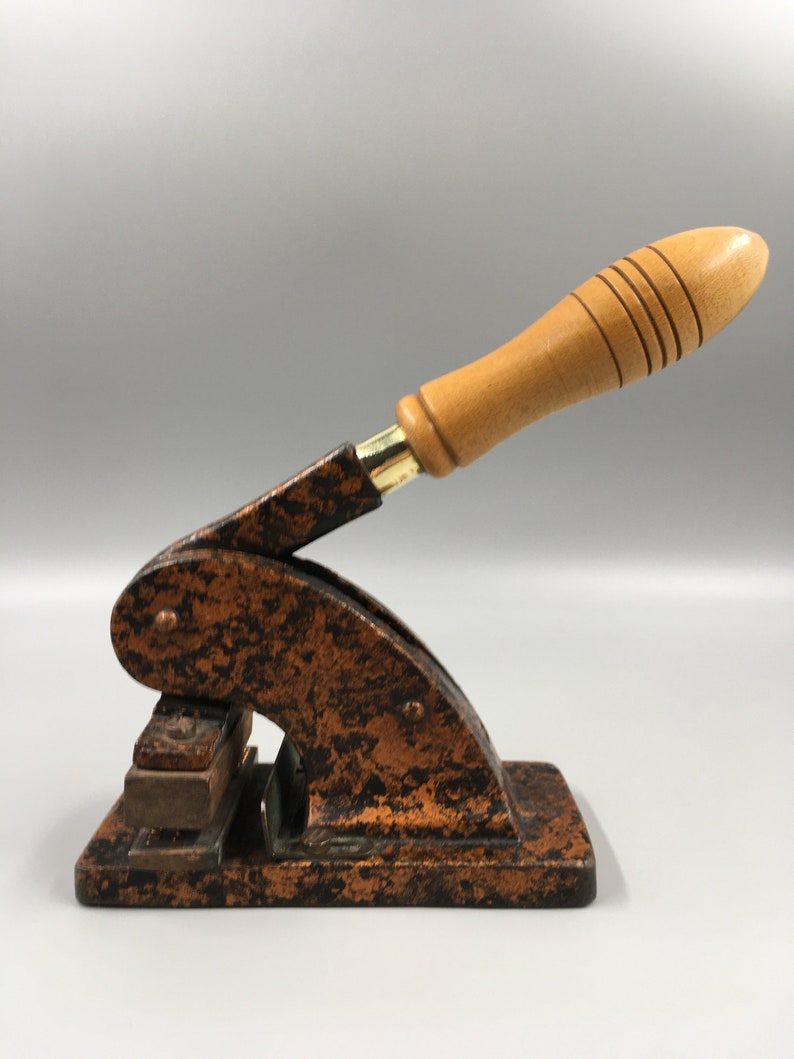 Vintage Paper Embosser Heavy Cast Iron Base With Wooden Handle - Etsy UK
