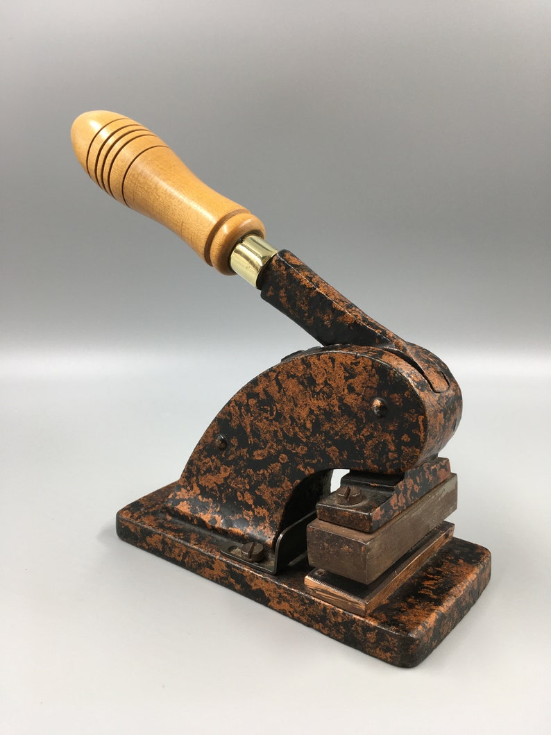 Vintage Paper Embosser Heavy Cast Iron Base With Wooden Handle - Etsy UK