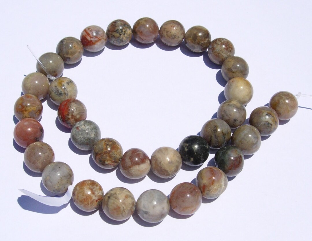 Strand of Coprolite Beads About 12mm Fossil DINOSAUR POOP Jurassic 81 ...
