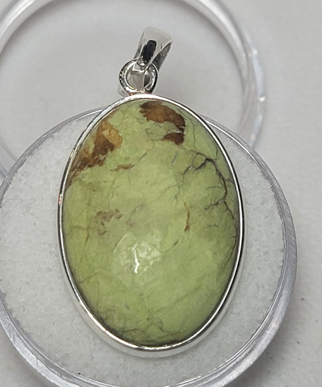 Sterling Silver Australian Gaspeite Pendant 4.5 Grams, 29x18mm - Etsy