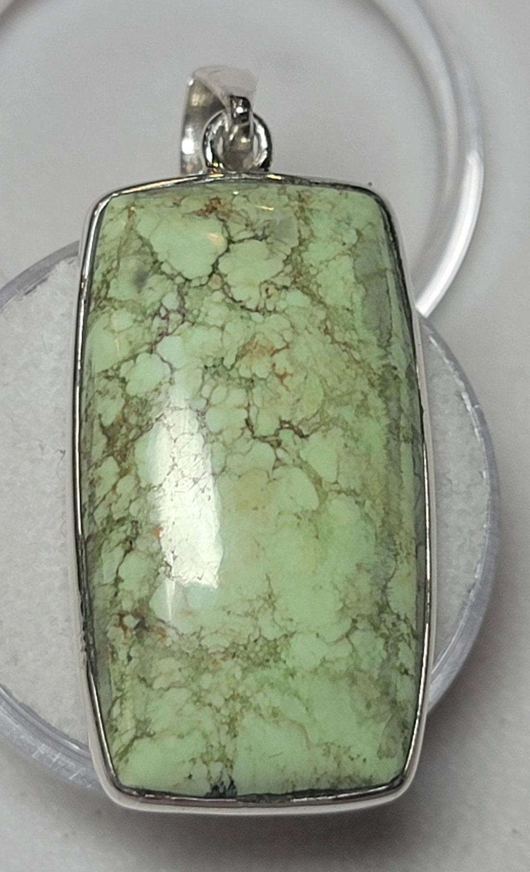 Sterling Silver Australian Gaspeite Pendant 7.7 Grams, 35x18mm - Etsy