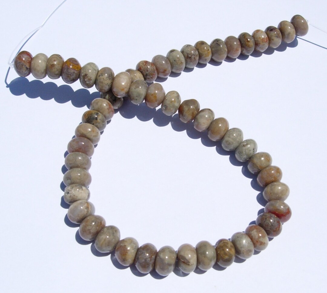 Strand of Coprolite Beads About 12x8mm Fossil DINOSAUR POOP Jurassic 79 ...