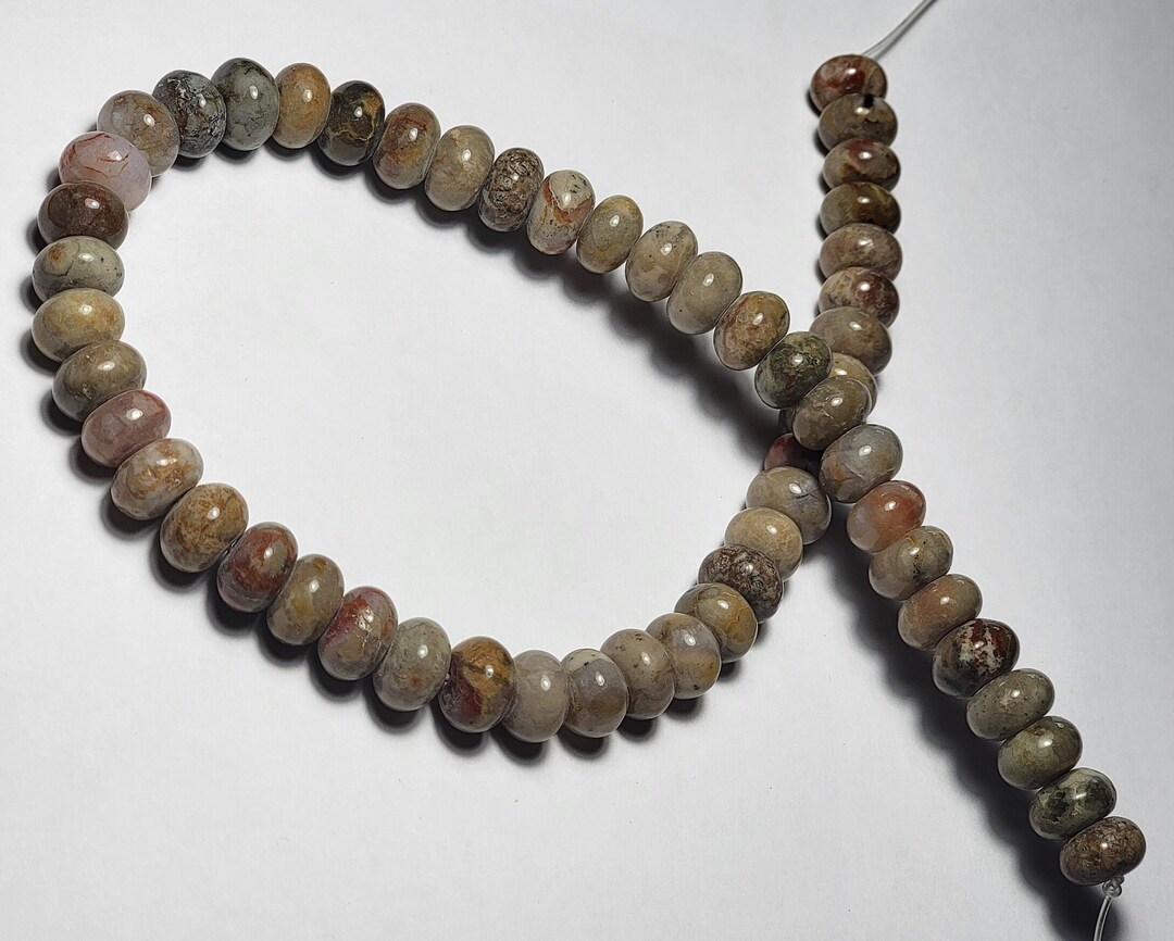 Strand of Coprolite Beads About 10x8mm Fossil DINOSAUR POOP Jurassic 83 ...